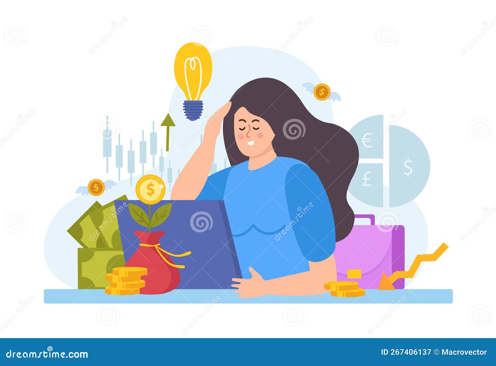 Financial Diversification, Diversified Portfolio Cartoon Vector ...