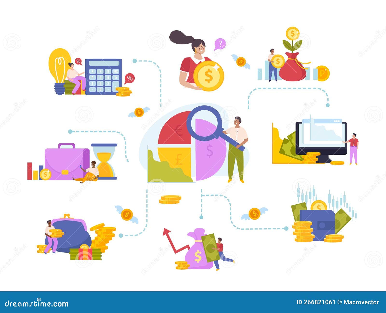 Financial Diversification Flat Composition Stock Illustration ...