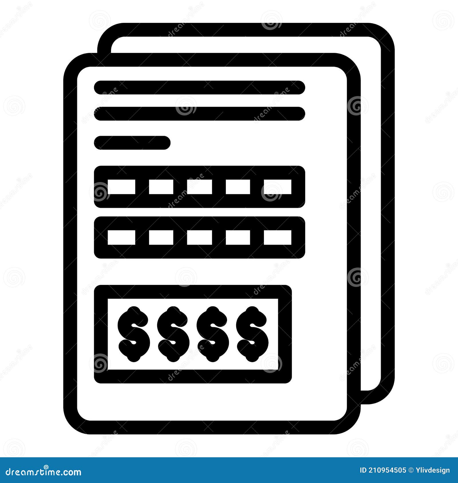 Financial Document Icon, Outline Style Stock Vector - Illustration of ...