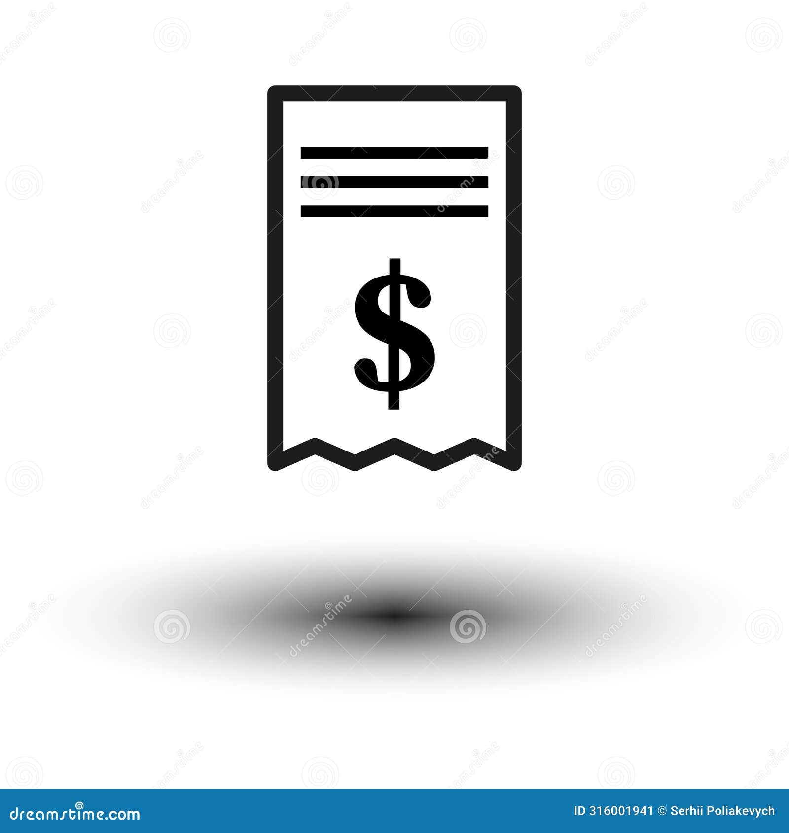 Financial Document Icon. Receipt with Dollar Sign. Invoice ...