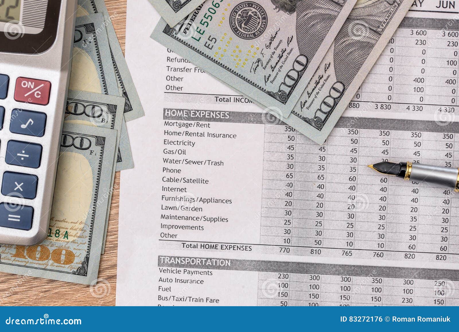 Financial Documents with Us Dollar, Pen and Calculator Stock Photo ...