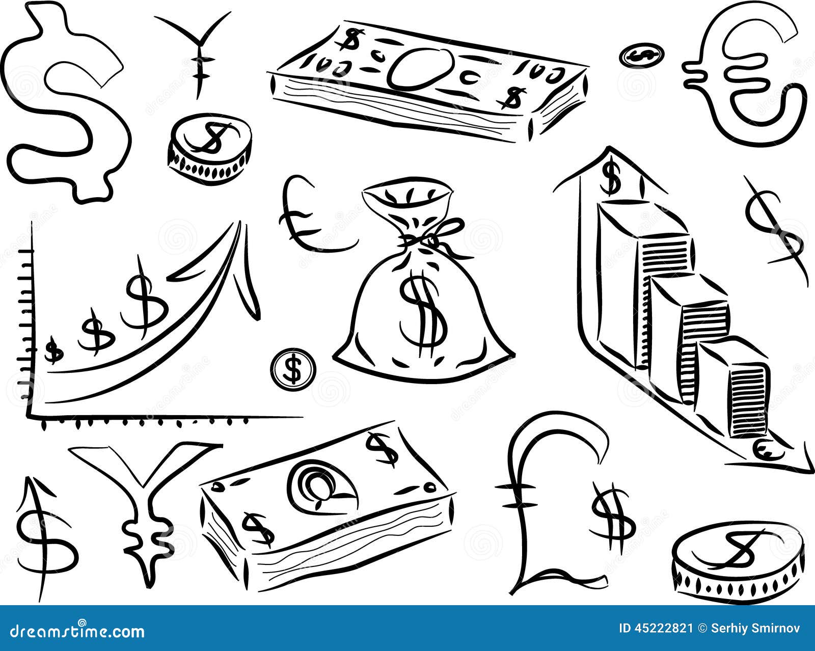 Financial Doodles stock vector. Illustration of doodle - 45222821