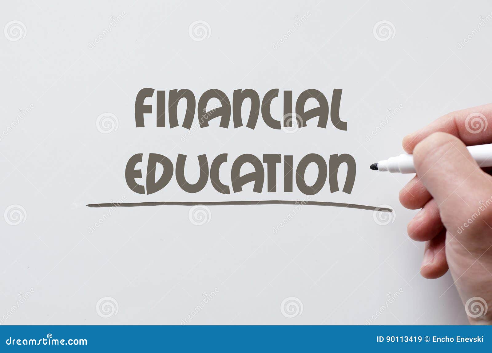 Financial Education Written on Whiteboard Stock Image - Image of debt ...