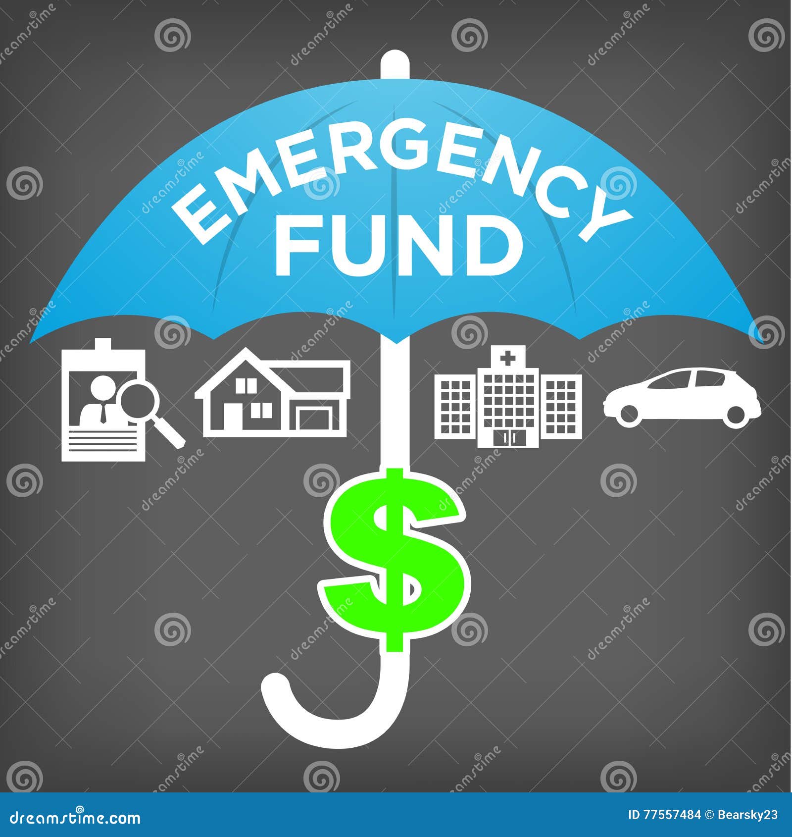 Financial Emergency Fund Icons and Umbrella Stock Vector - Illustration ...