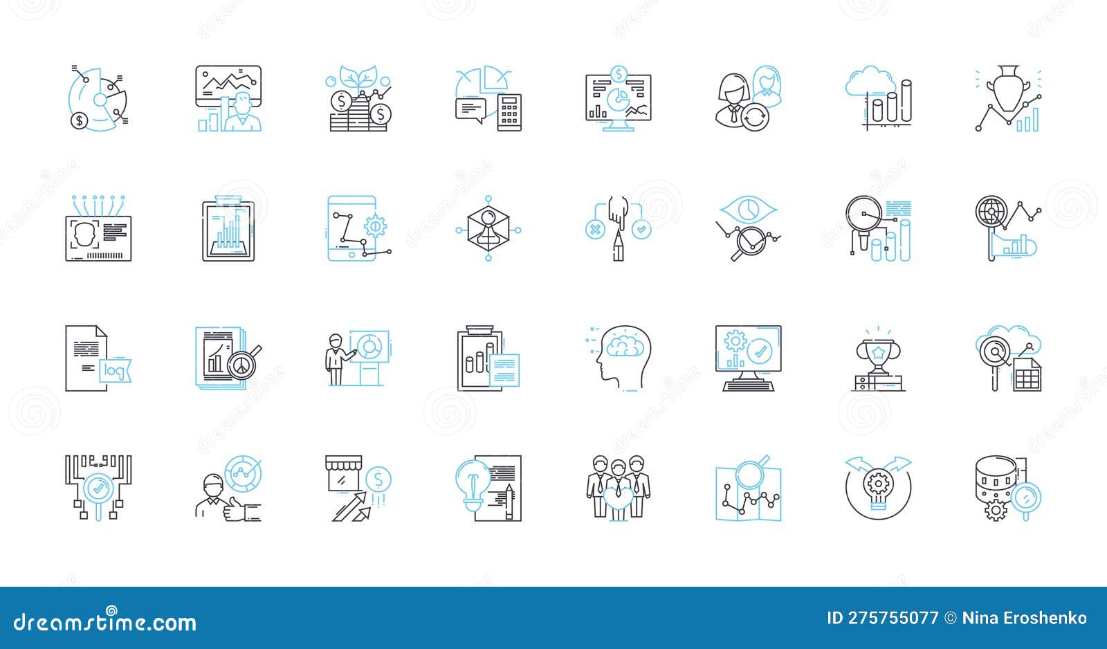 Financial Evaluation Linear Icons Set. Profitability, Liquidity ...