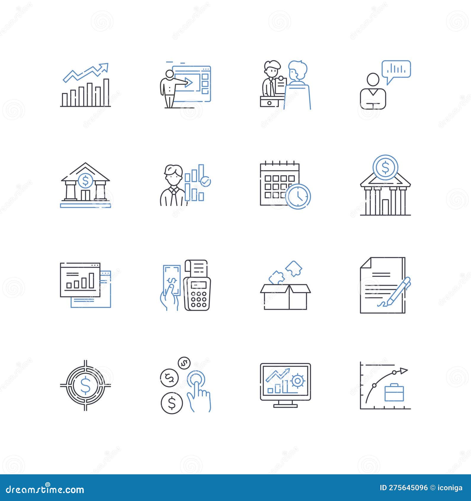 Financial Forecasting Line Icons Collection Projection Estimate Forecast Prediction