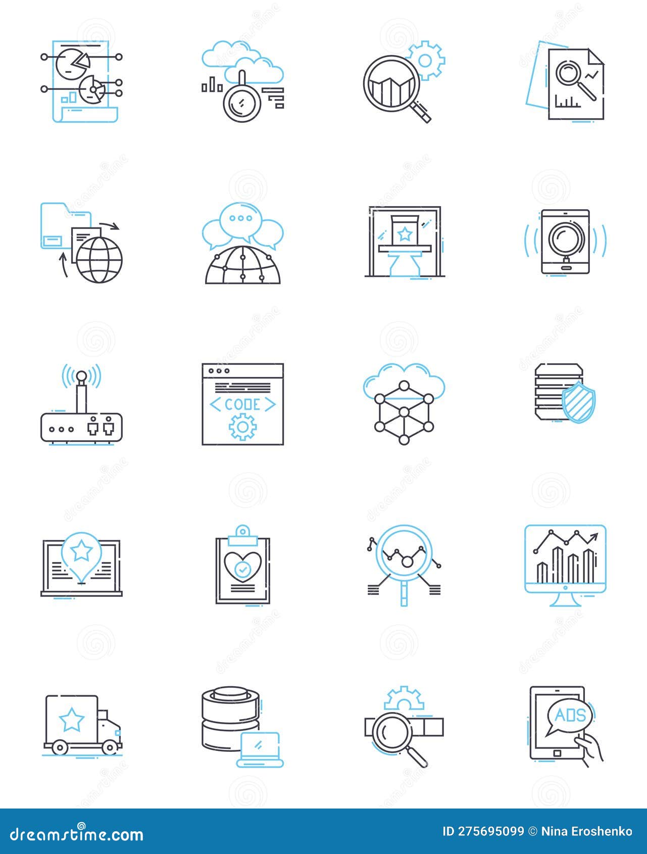 Financial Forecasting Linear Icons Set. Projections, Analytics ...