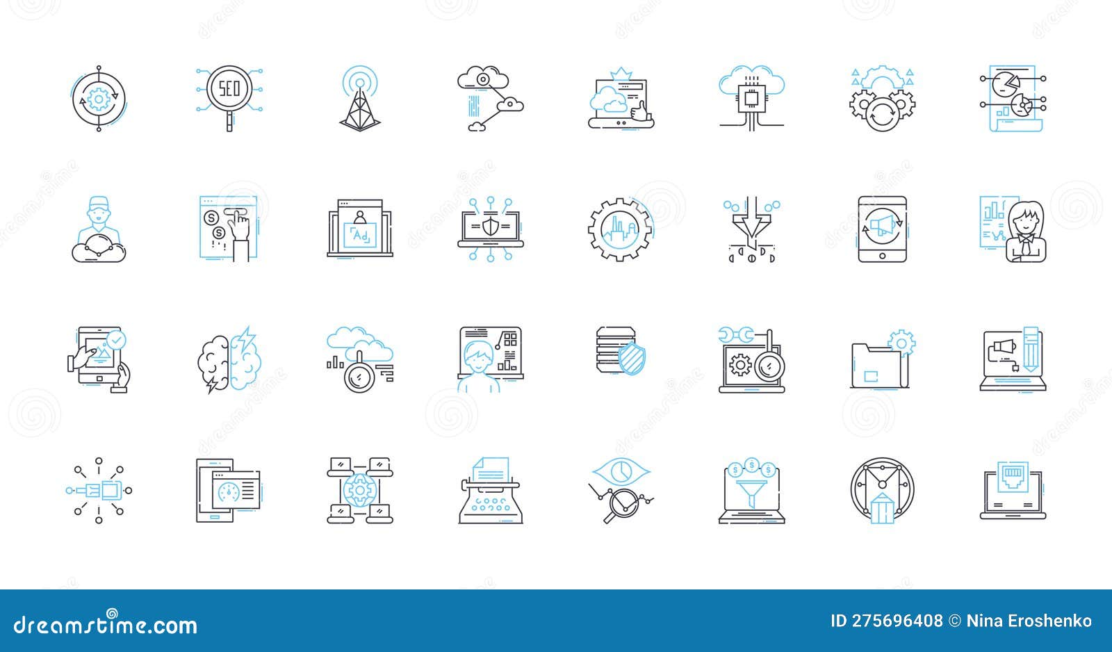 Financial Forecasting Linear Icons Set. Projections, Analytics ...