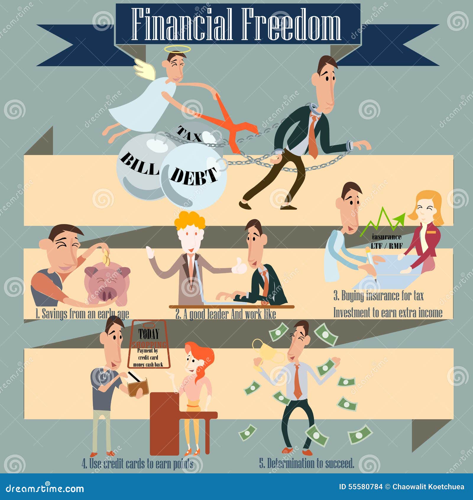 Financial Freedom Infographics Stock Vector - Illustration of decor ...