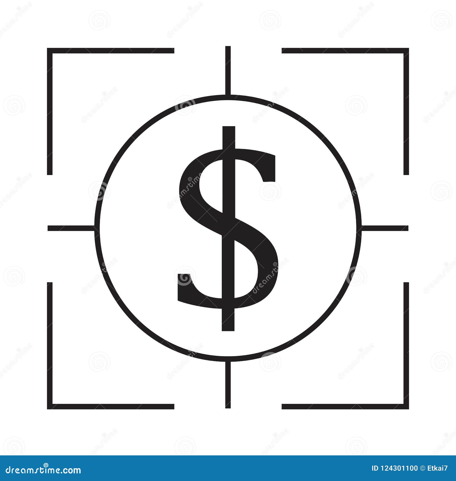 Financial Goal Icon with Dollar in Target Vector Stock Vector ...