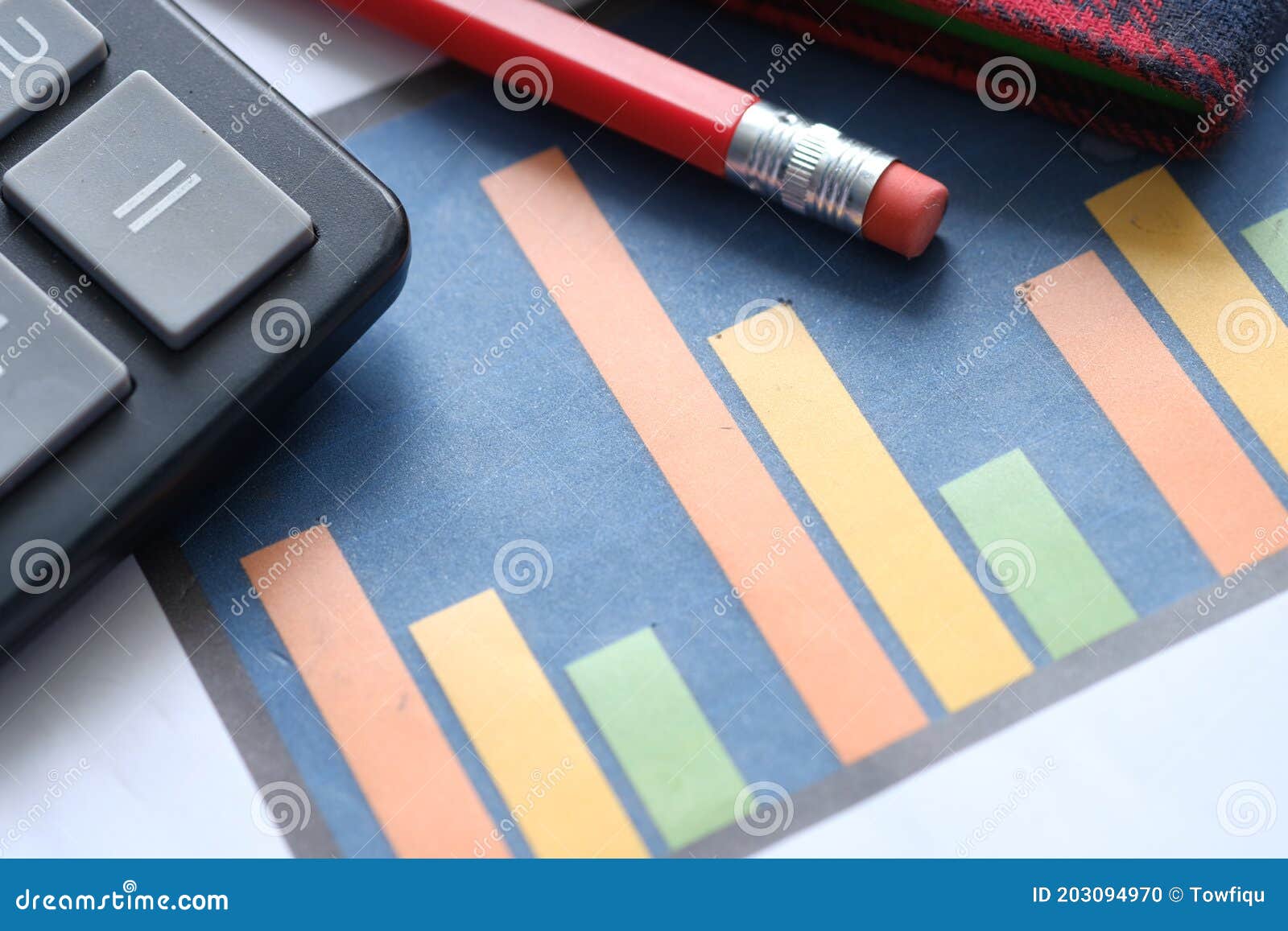 Financial Graph, Calculator and Notepad on Table Stock Photo - Image of ...