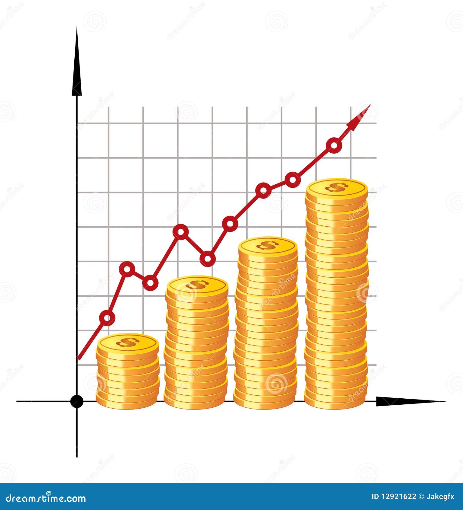 Financial Graph with Coins. Vector. Stock Vector - Illustration of ...