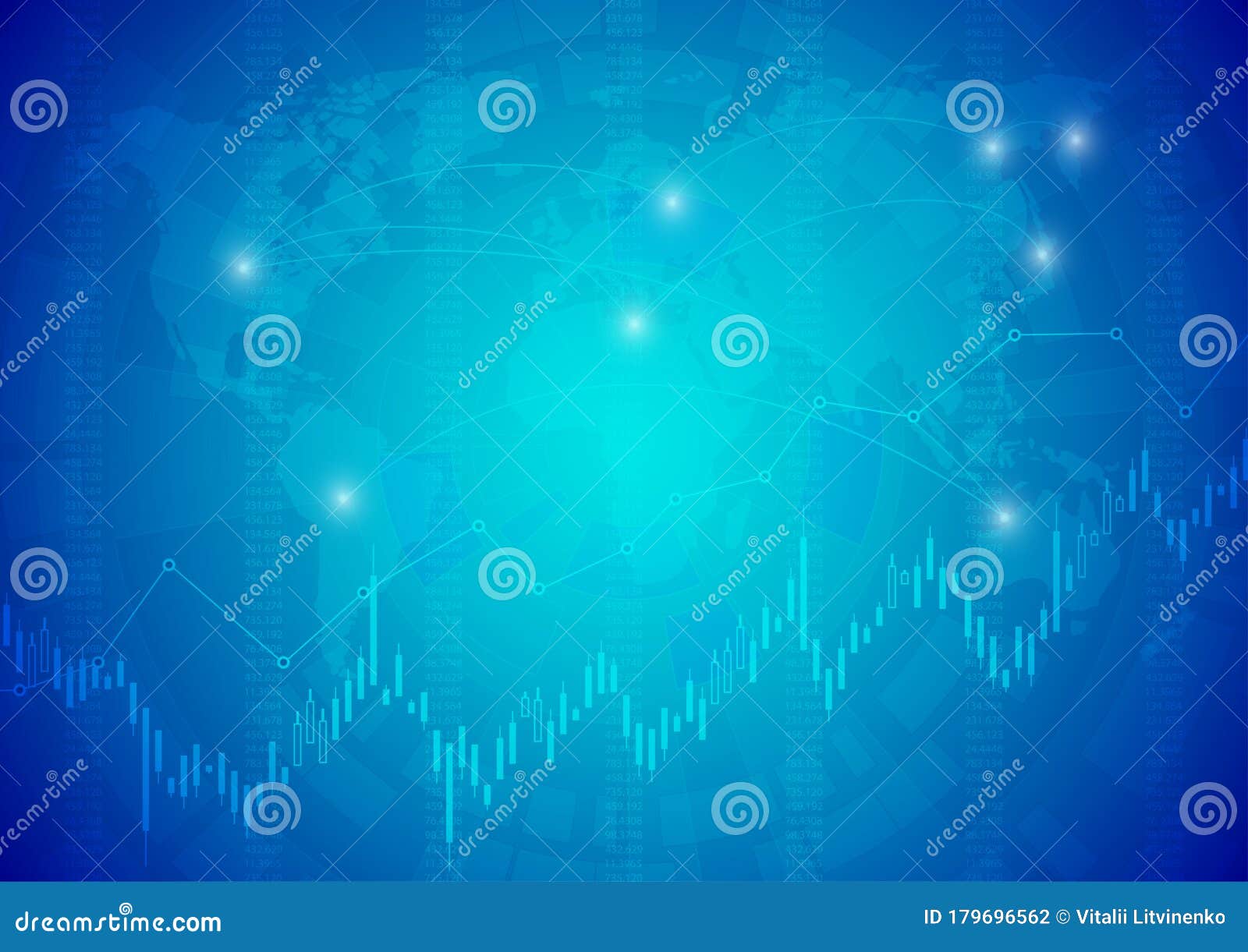 Financial Graph with a Linear Diagram, a Histogram in the Stock Market ...