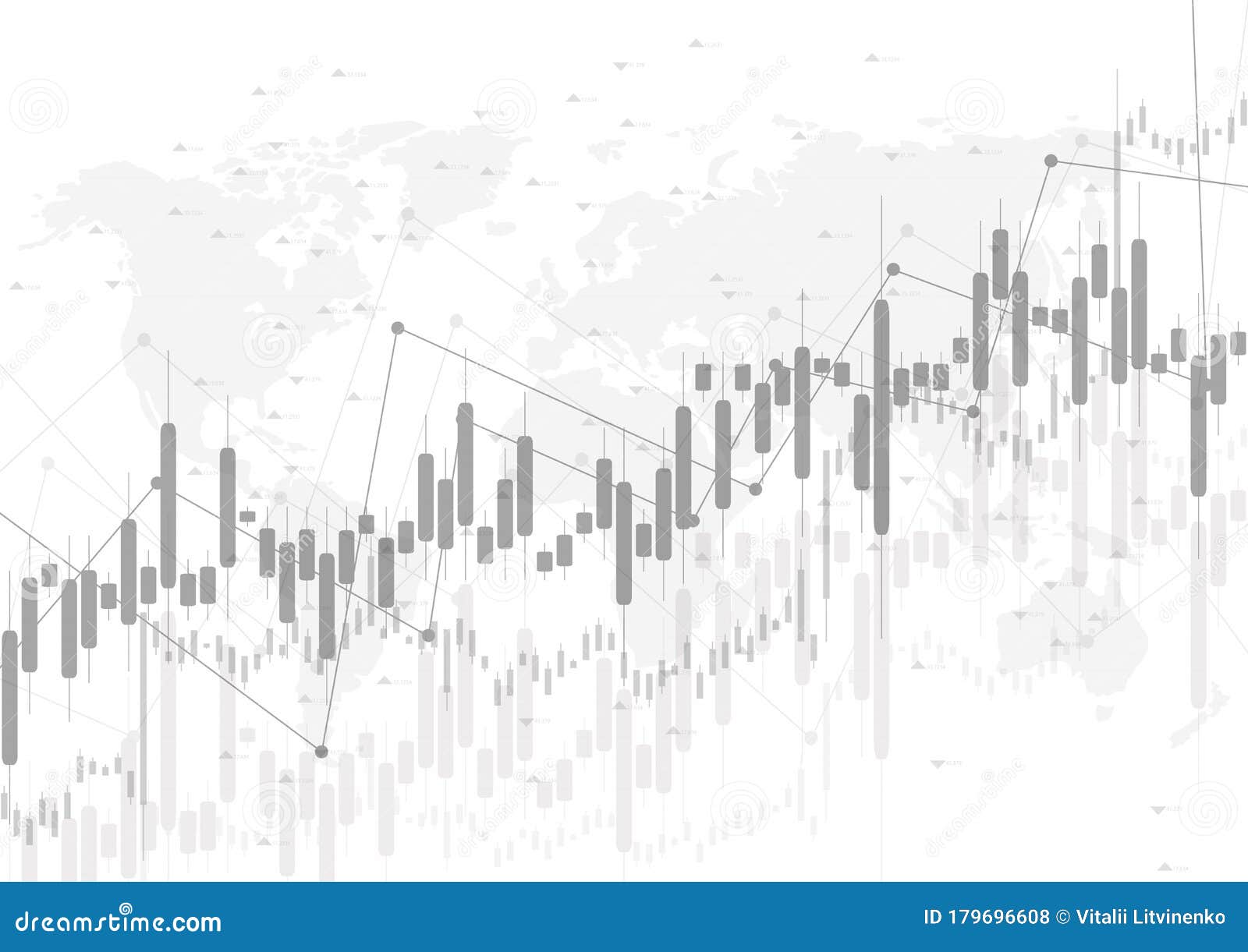 Financial Graph with a Linear Diagram, a Histogram in the Stock Market ...