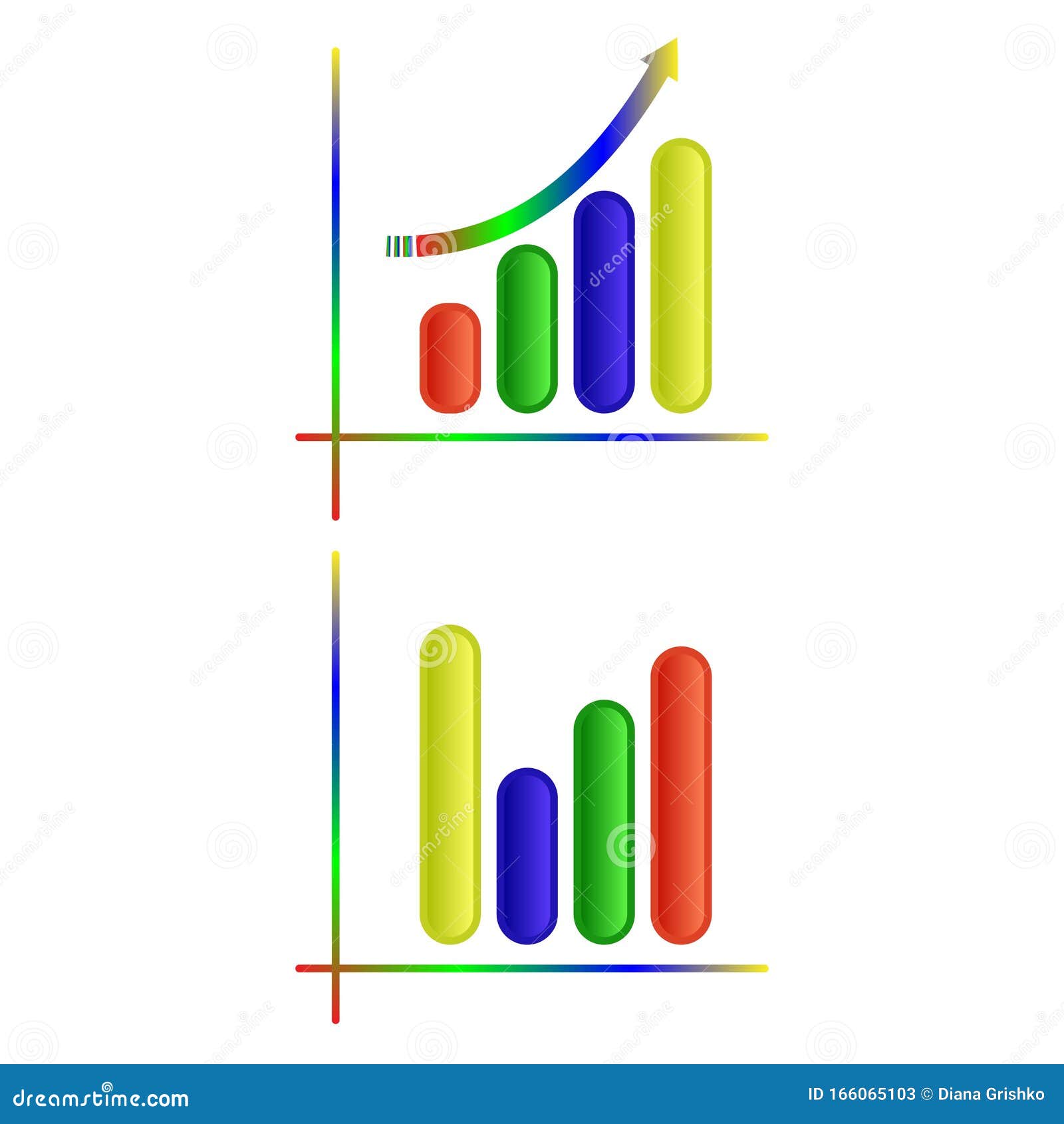Financial Graphs of Different Colors with Arrow Flat Icon Gradient on ...