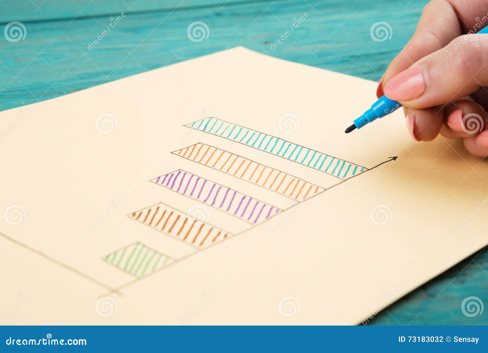 Financial Graphs Drawn with Colored Pens Stock Photo - Image of data ...