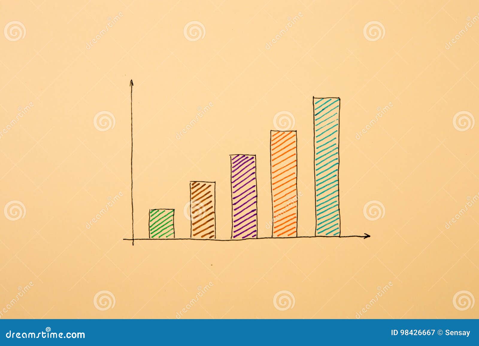Financial Graphs Drawn with Colored Pens Stock Image - Image of ...