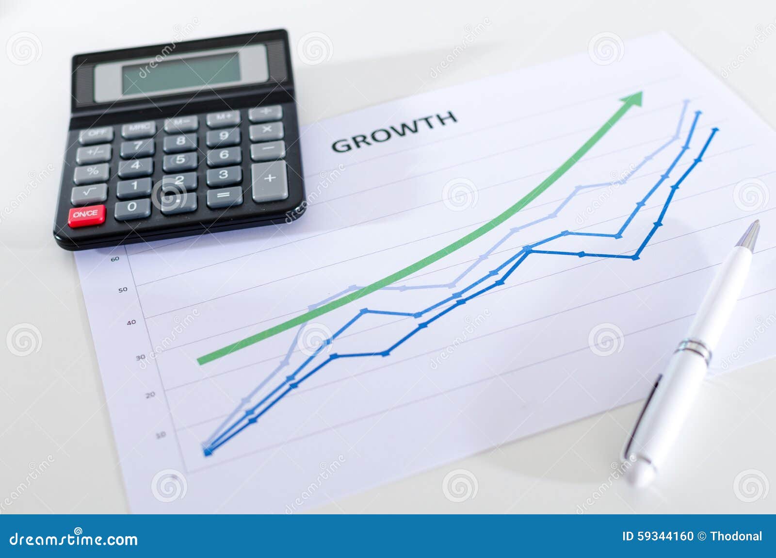 Financial Graphs Showing Growth with Calculator Stock Photo - Image of ...