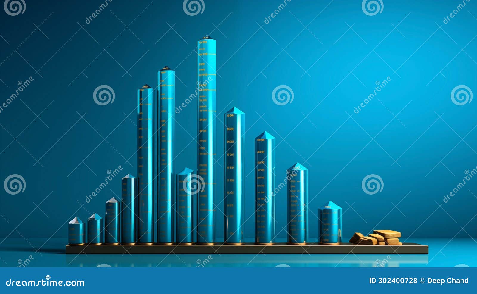 Financial Growth Chart on Blue Background Stock Illustration ...