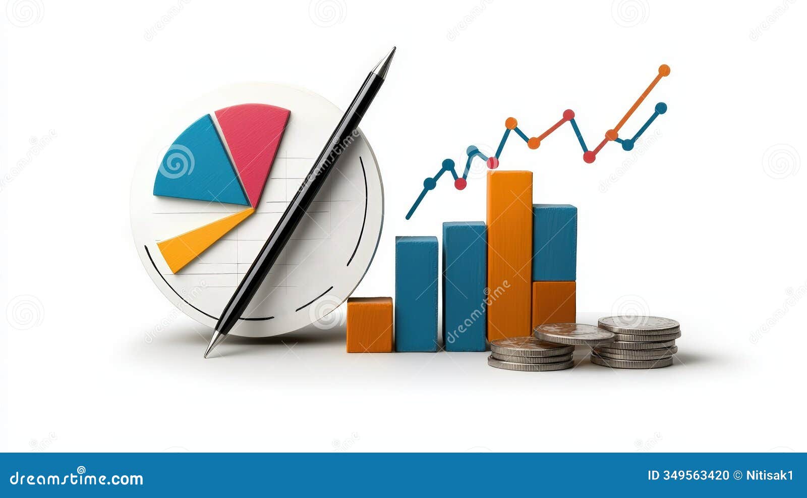 Financial Growth Concept with Charts and Money Stock Illustration ...