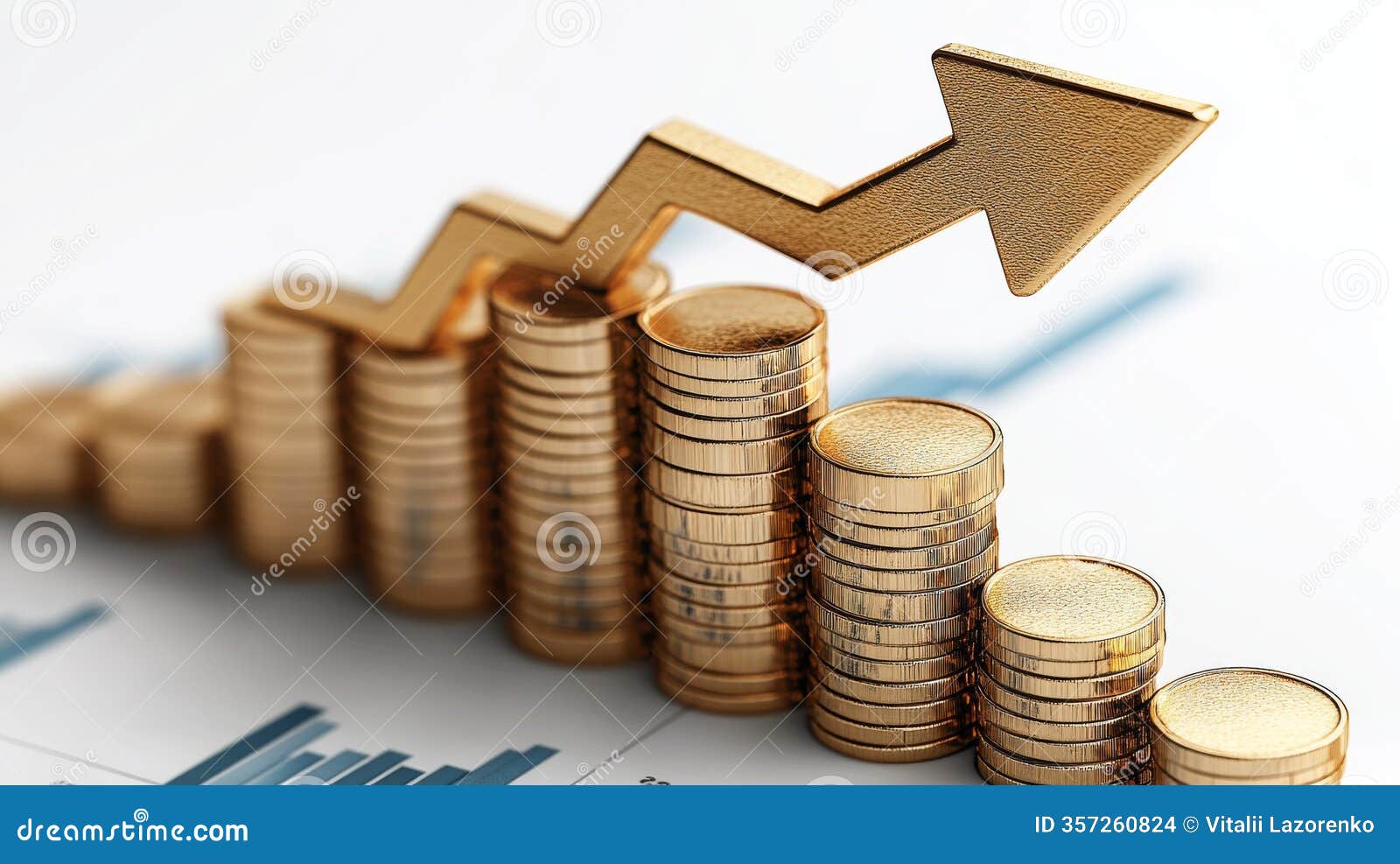 Financial Growth Concept with Gold Arrow and Bar Graph for Economic ...