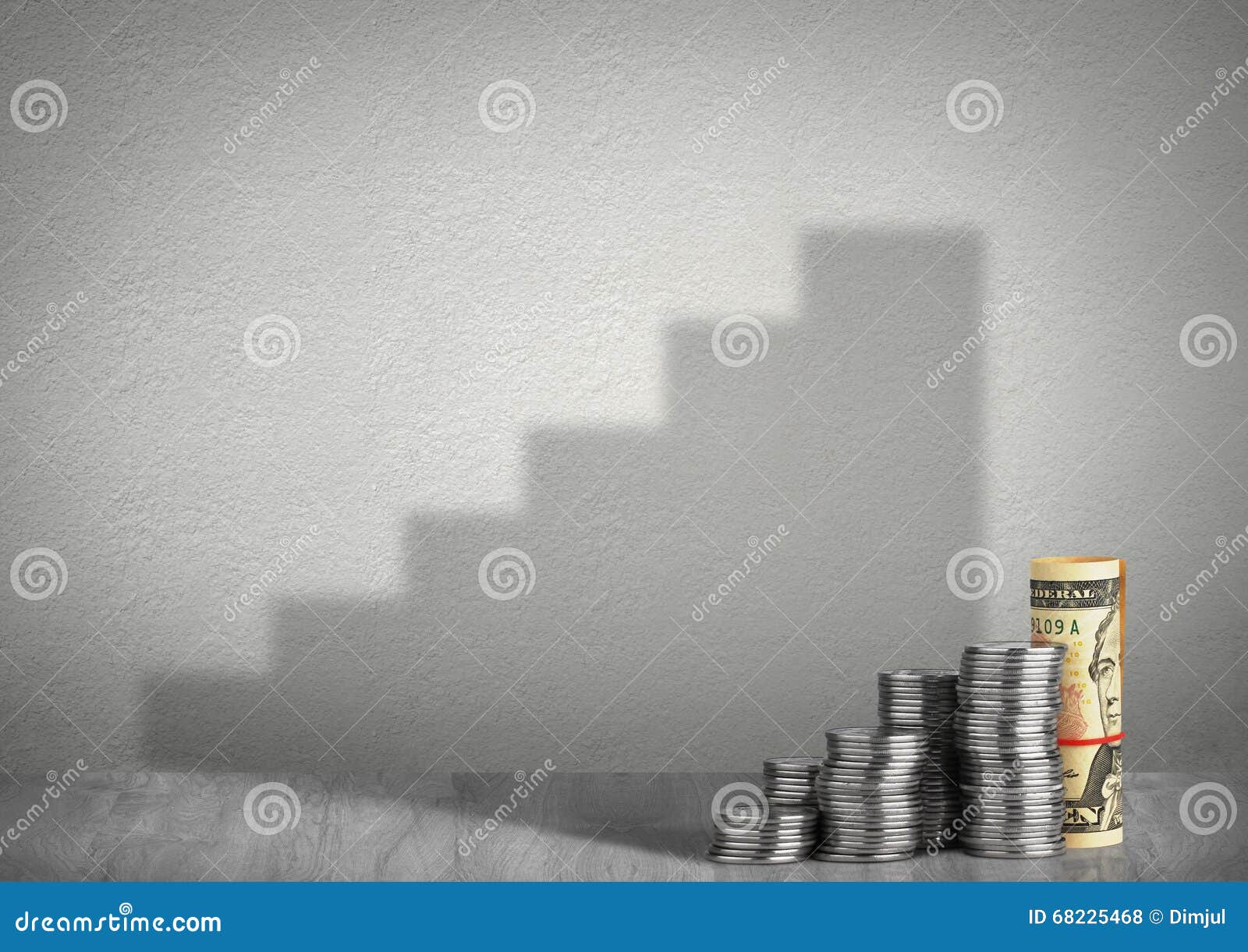 Financial Growth Concept, Money with Steps Shadow Stock Photo - Image ...