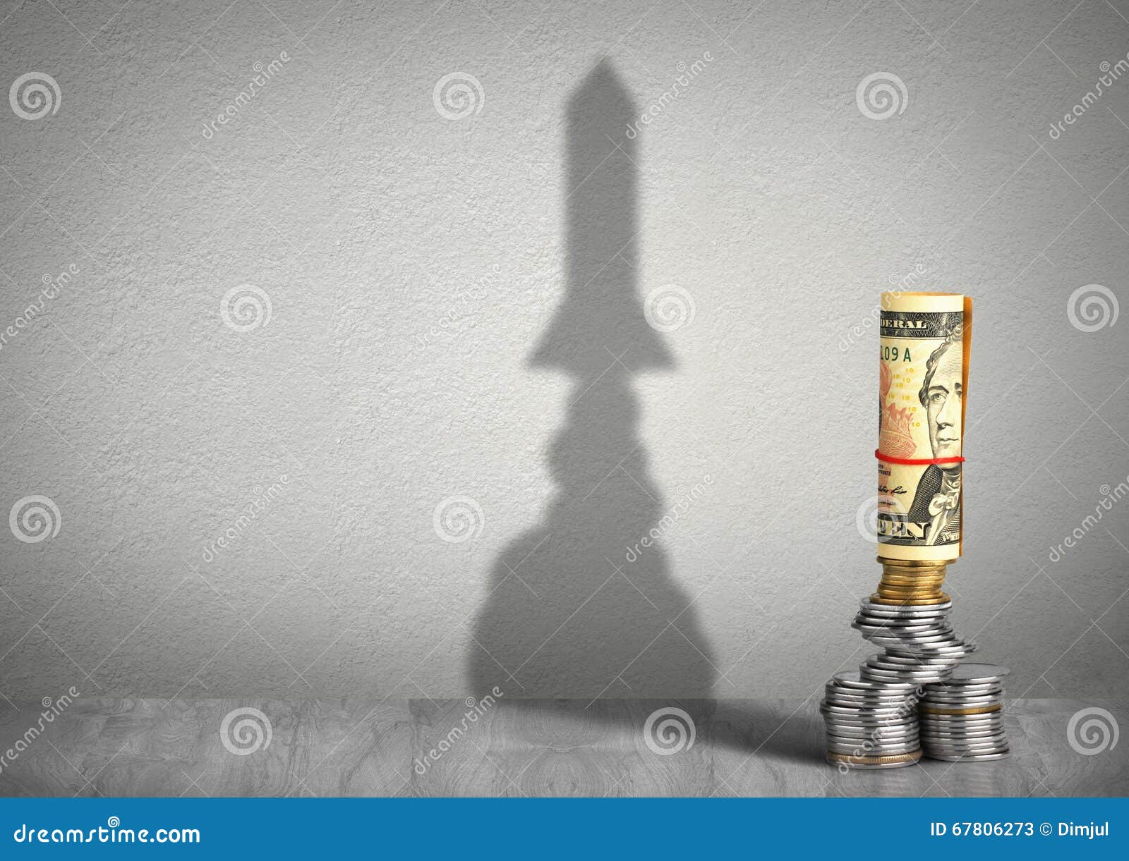 Financial Growth Creative Concept, Money with Rocket Shadow Stock Image ...