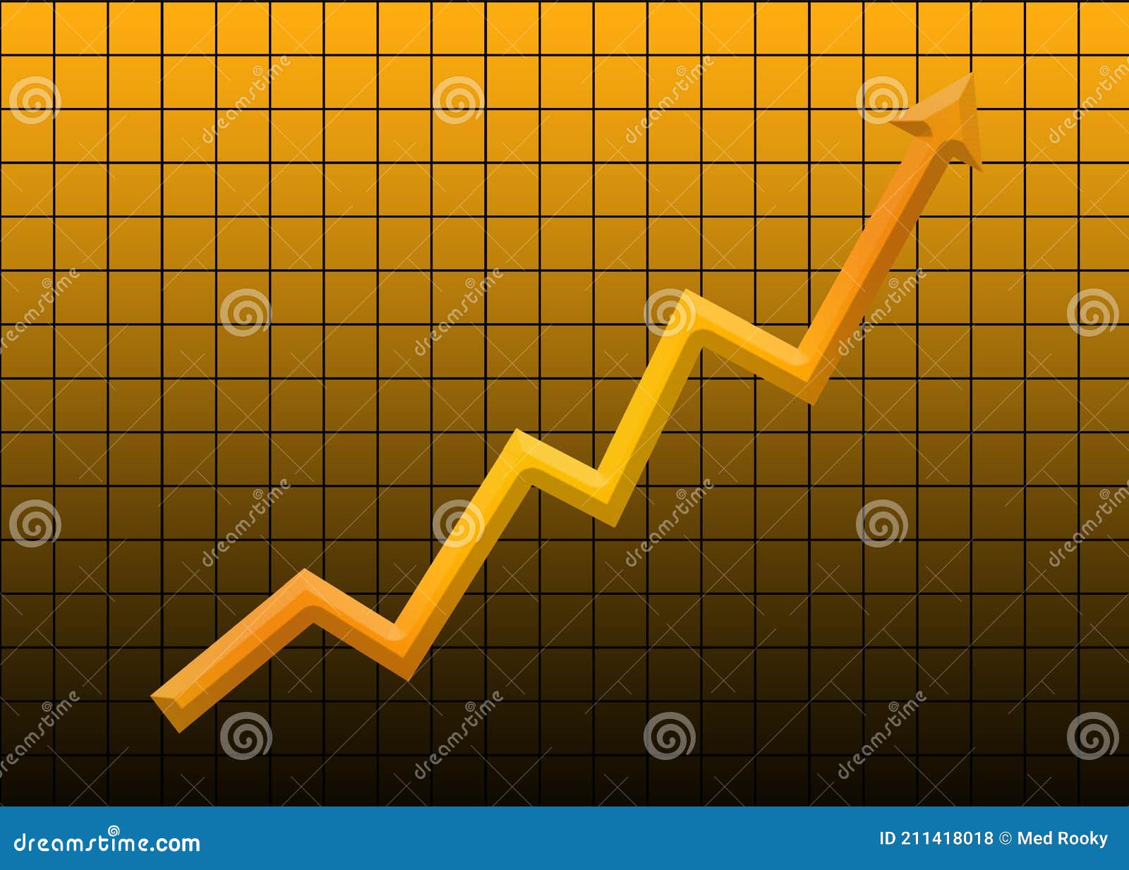 Financial Growth Graph. Yellow Upward Arrow 3d Illustration Stock ...