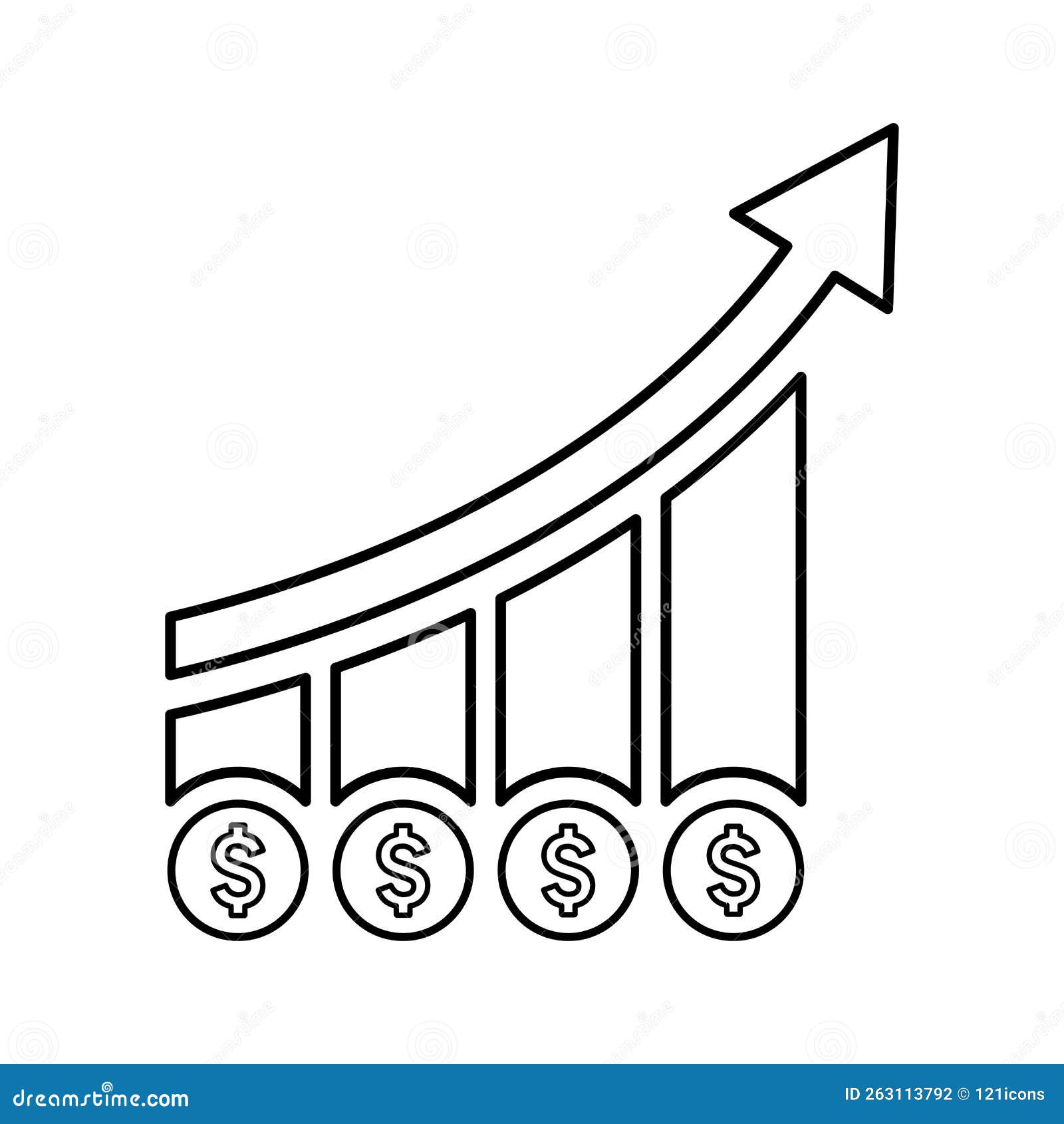 Financial Growth Outline Icon. Line Art Vector Stock Illustration ...