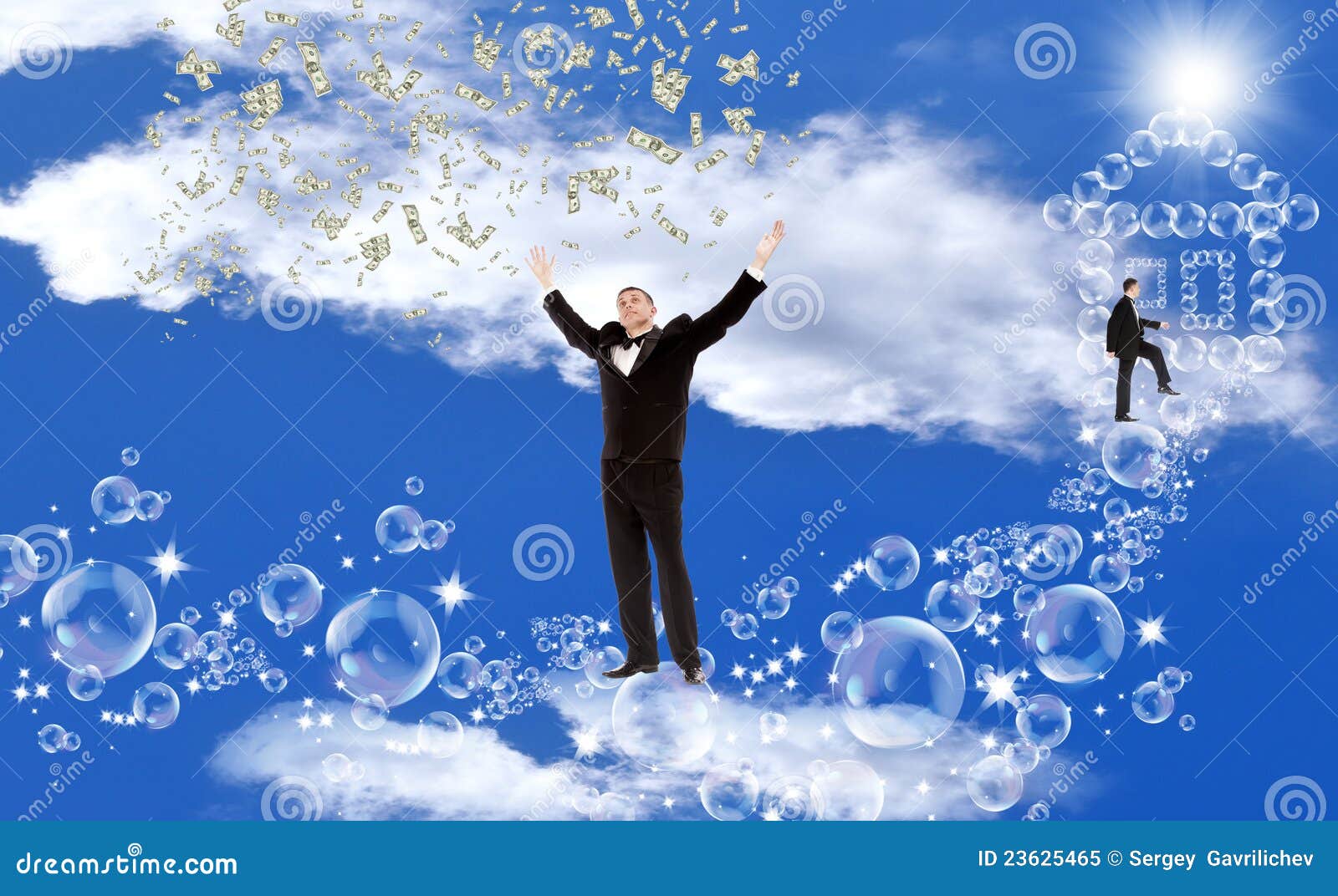 Financial Happiness.Concept Stock Image - Image of flying, house: 23625465