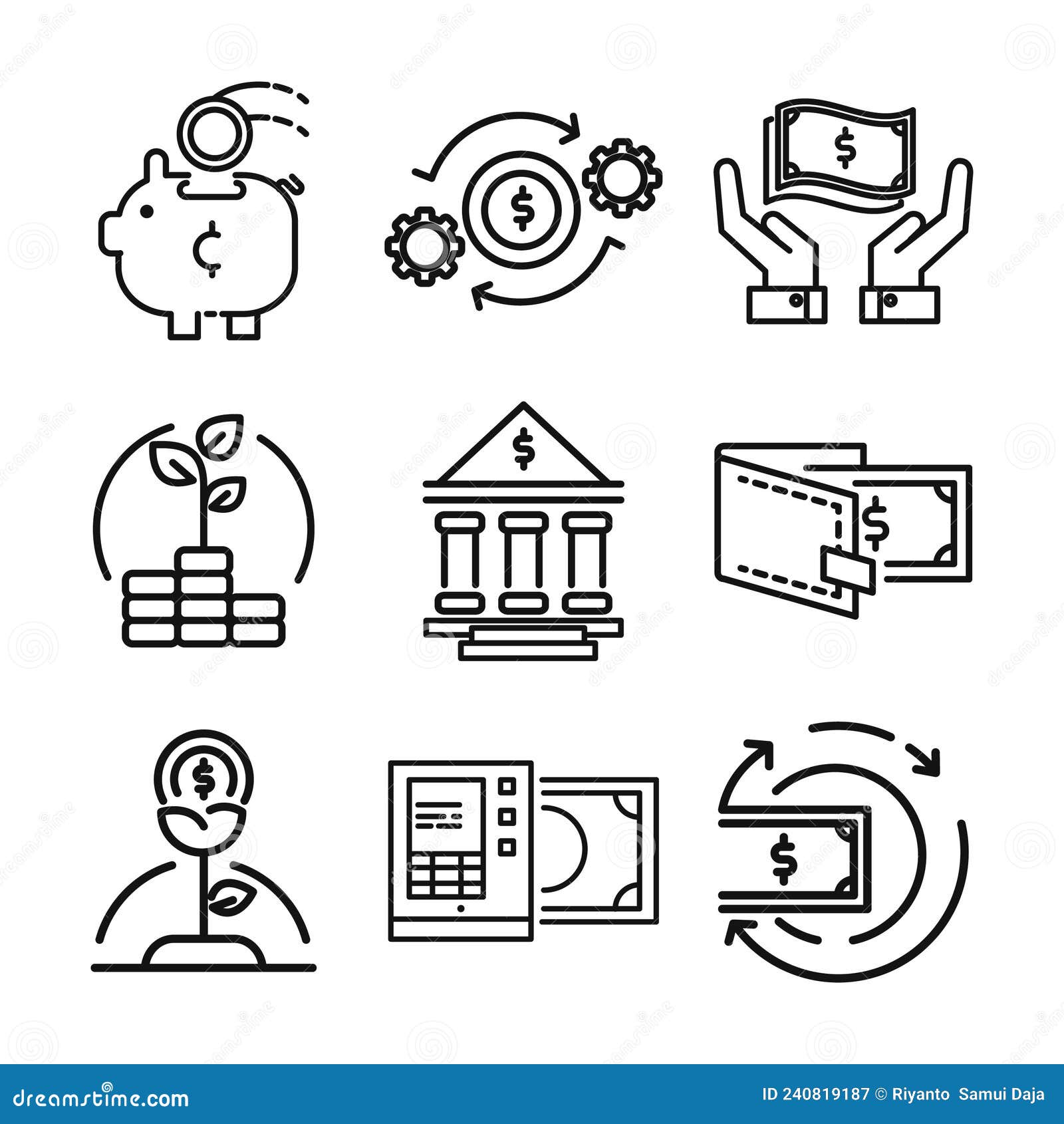 Financial Icon Black and White Illustration Stock Vector - Illustration ...