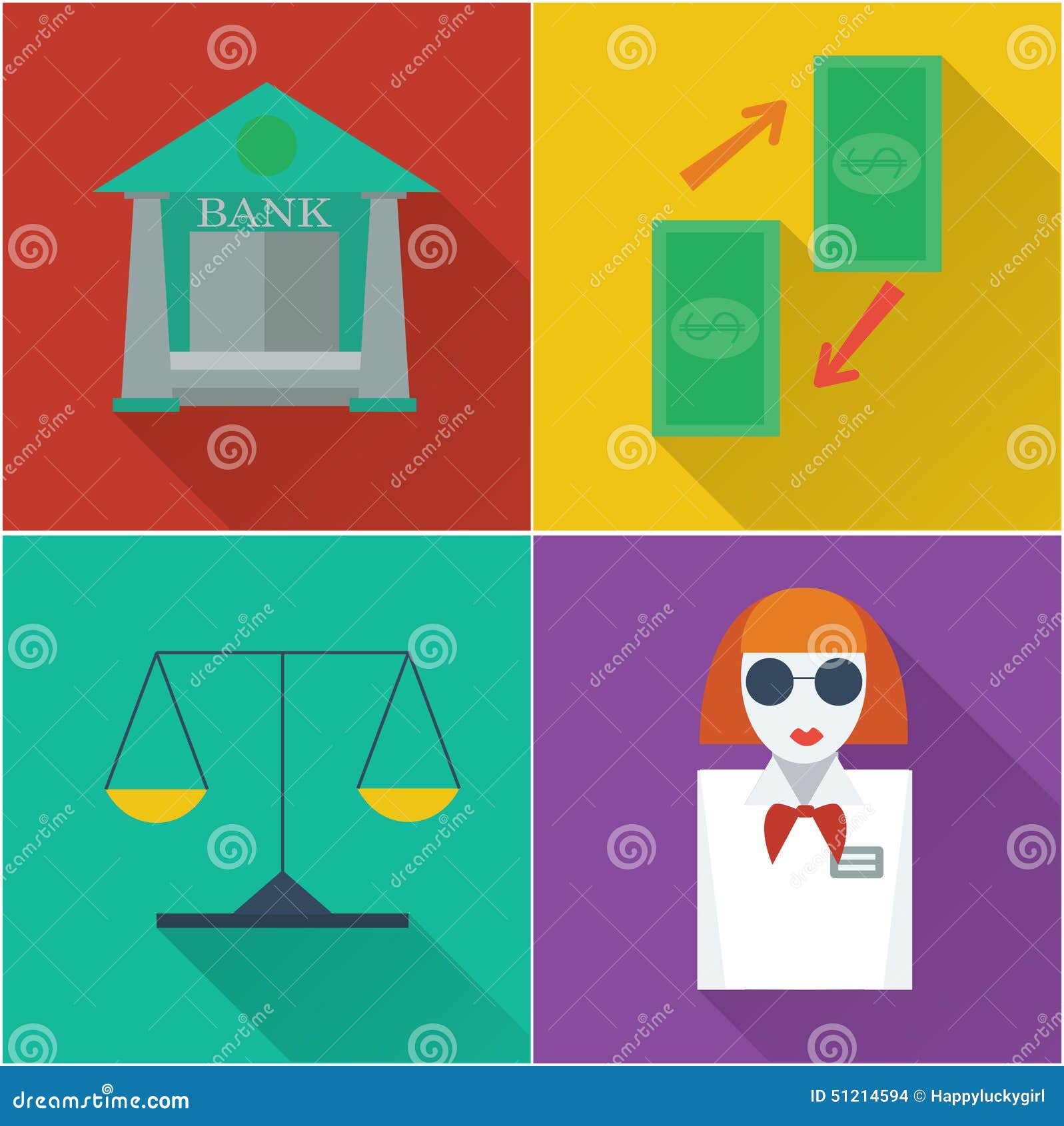 Financial Icons in a Flat Design Stock Vector - Illustration of market ...