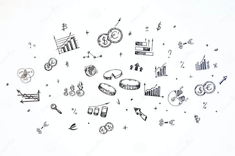 Financial Icons and Graphs Hand Drawn on Whiteboard Stock Photo - Image ... Financial Icons and Graphs Hand Drawn on Whiteboard Stock Photo - Image ...