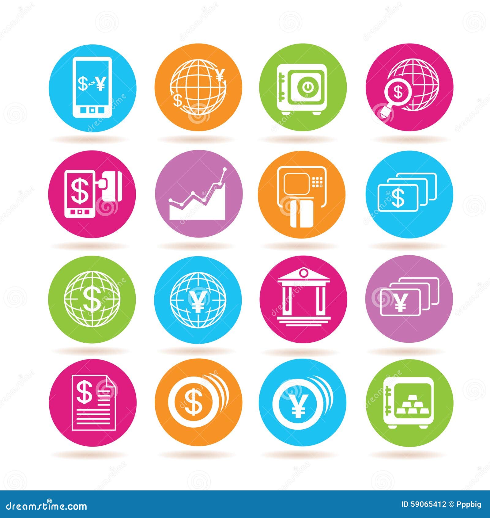 Financial icons stock illustration. Illustration of colorful - 59065412
