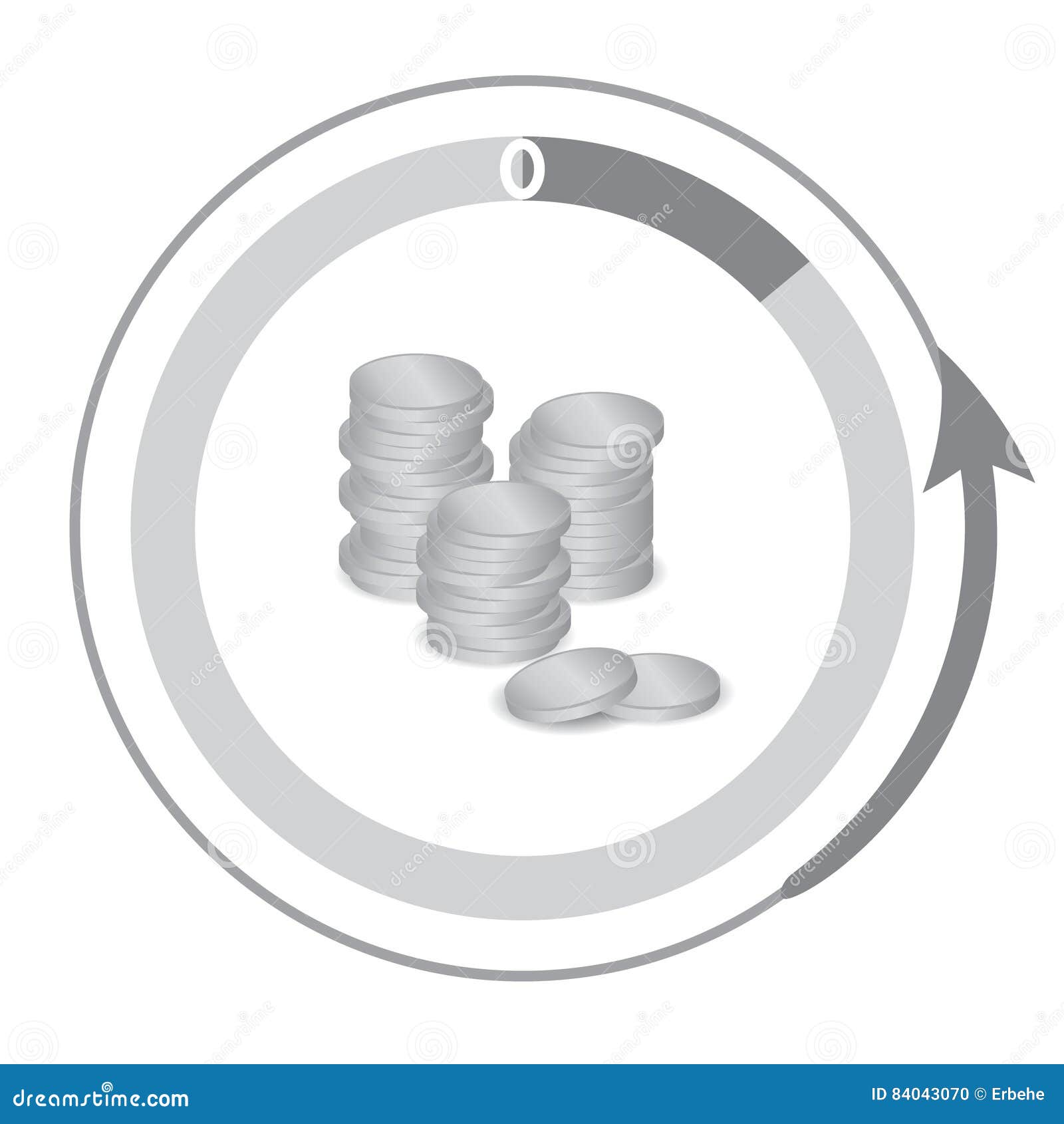 Financial Icons, Showing a Decrease in Cash. a Pile of Coins Stock ...