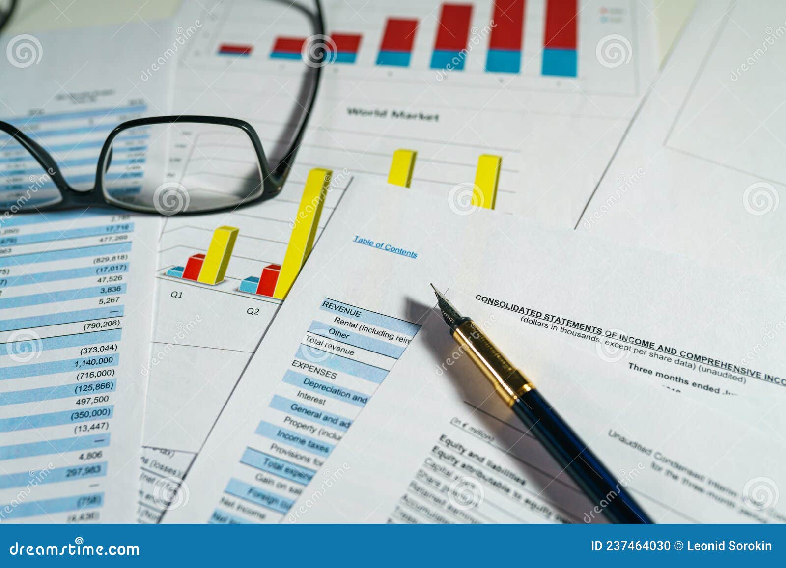 Financial income statement stock photo. Image of calculation - 237464030
