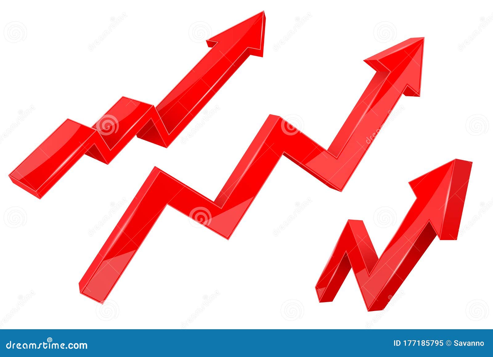Financial Indication Arrows. Up Red Shiny 3d Graph Stock Vector ...