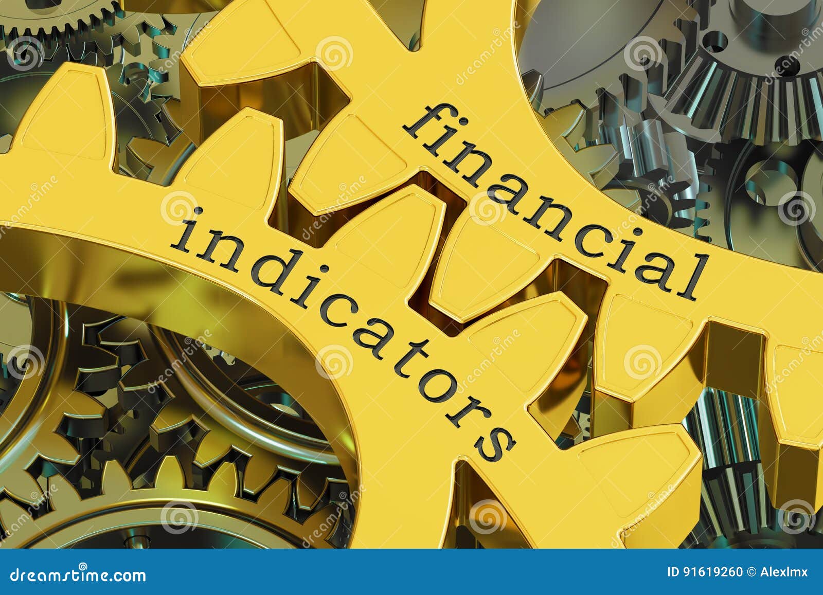 Financial Indicators Concept on the Gears, 3D Rendering Stock ...