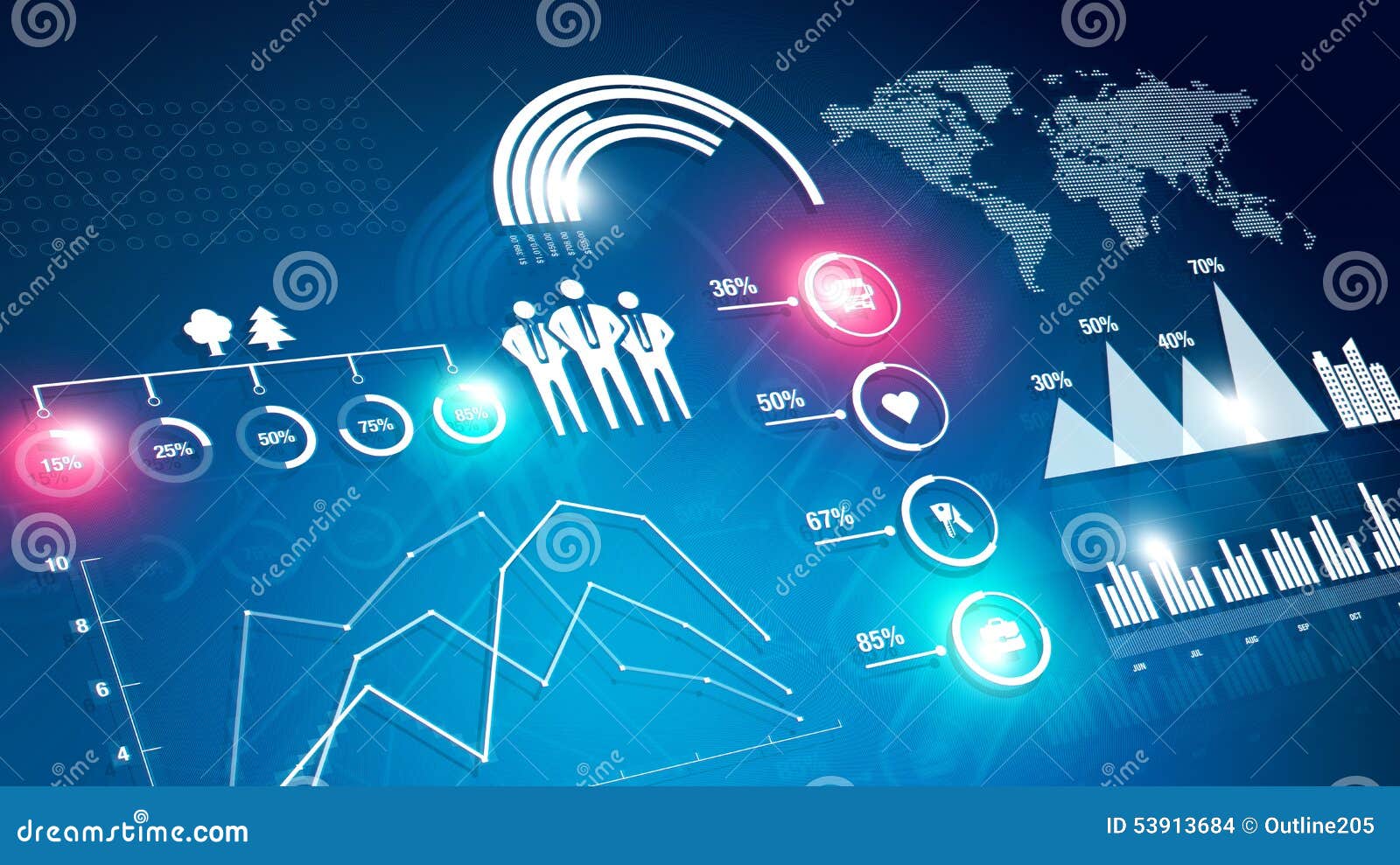 Financial Infographic. Business Bar Graph And Line Histogram, Economic ...