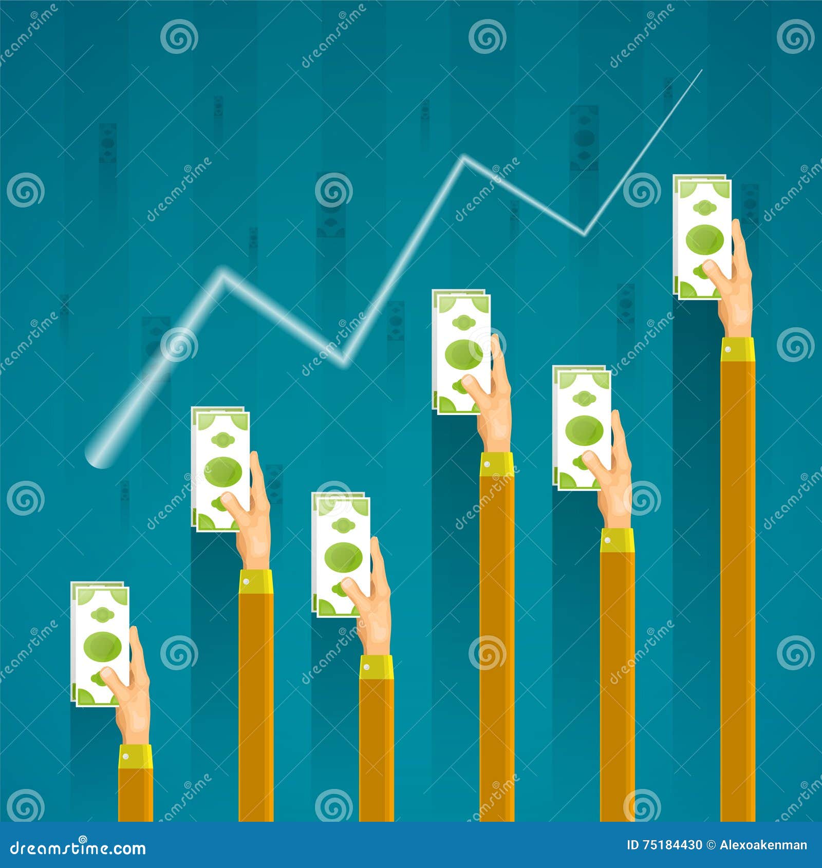 Financial Infographics Sales Growth Concept in Flat Style Stock Vector ...