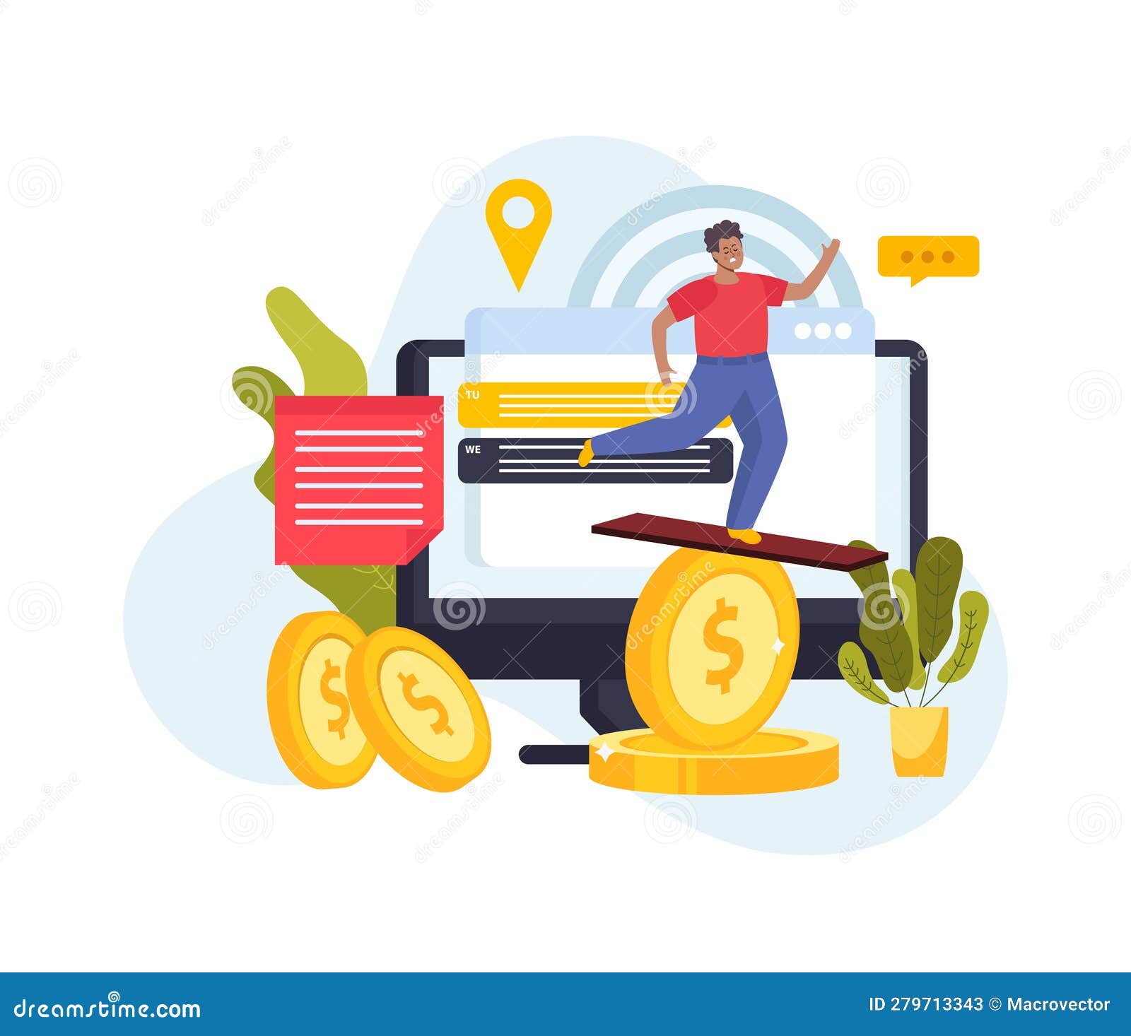 Financial Instability Icons Background Cartoon Vector | CartoonDealer ...