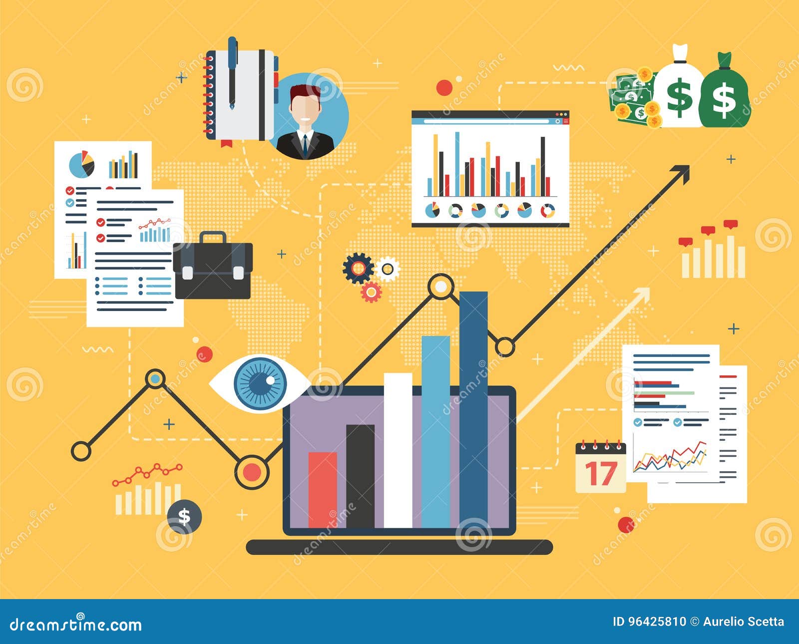 Financial Investment, Analytics with Growth Report. Stock Vector ...