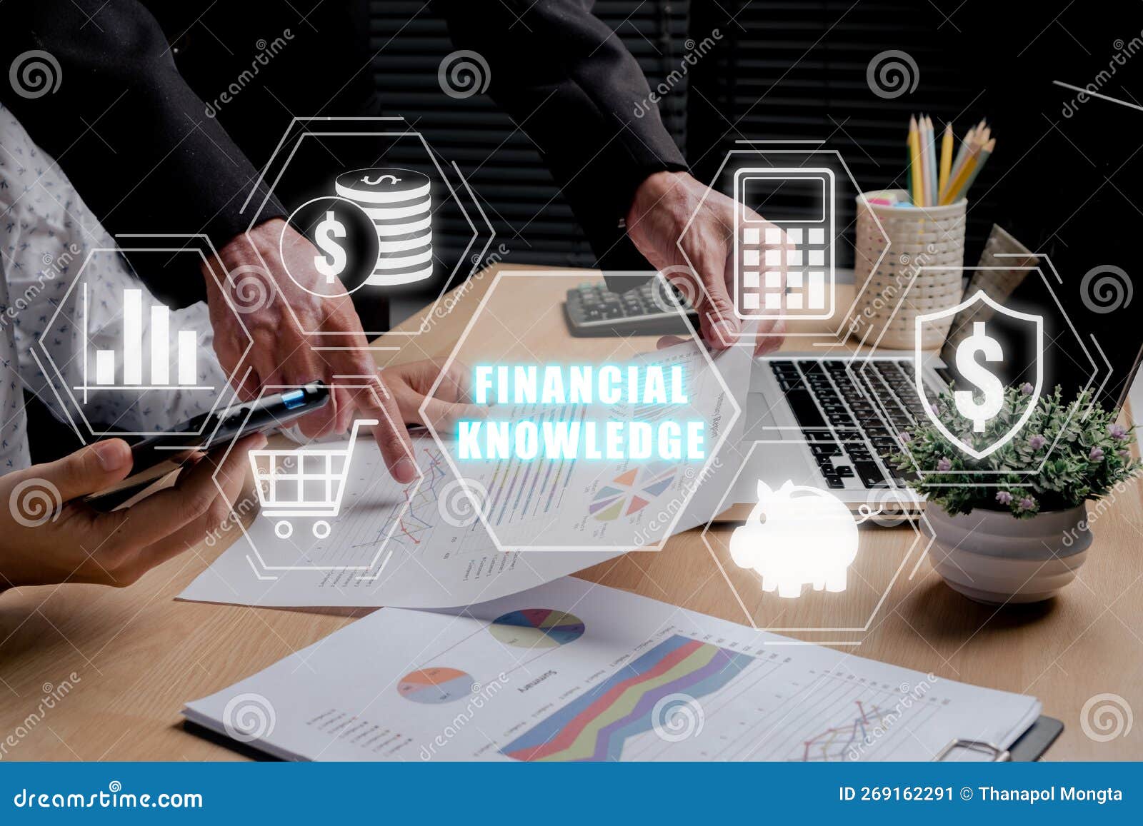 Business Team Analyzing Income Charts and Graphs with Financial ...