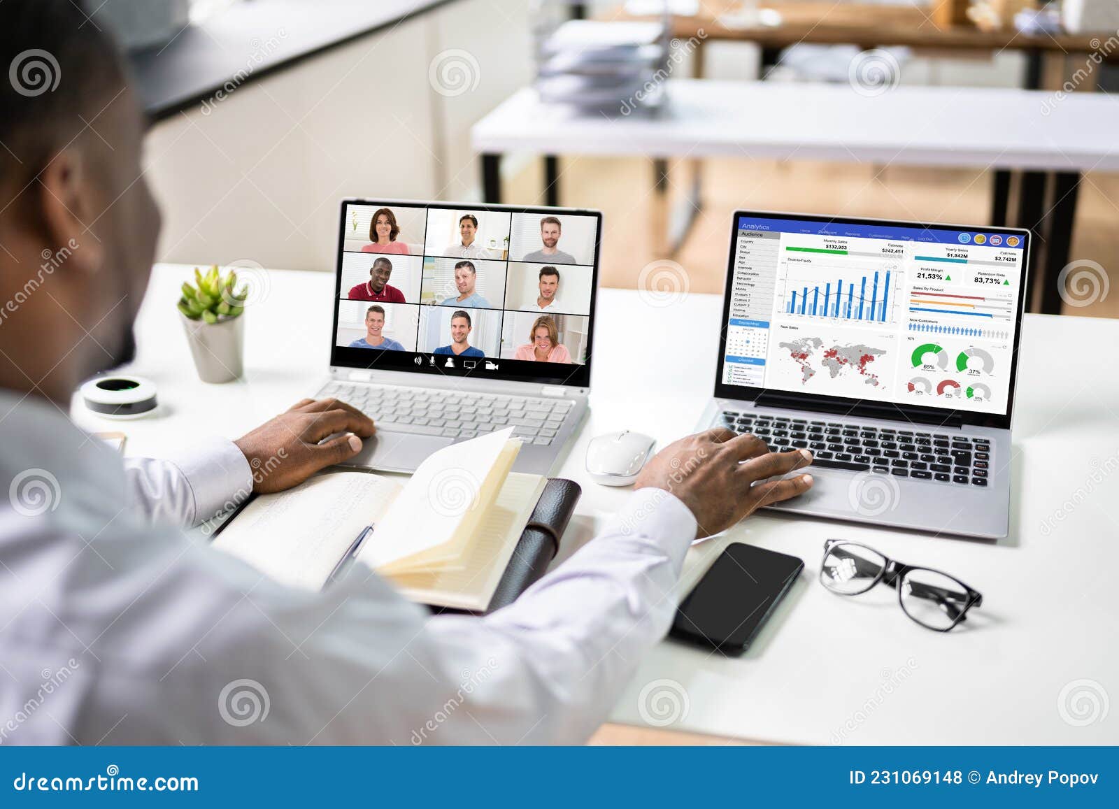 Financial KPI Dashboard Video Webinar Stock Photo - Image of chart ...