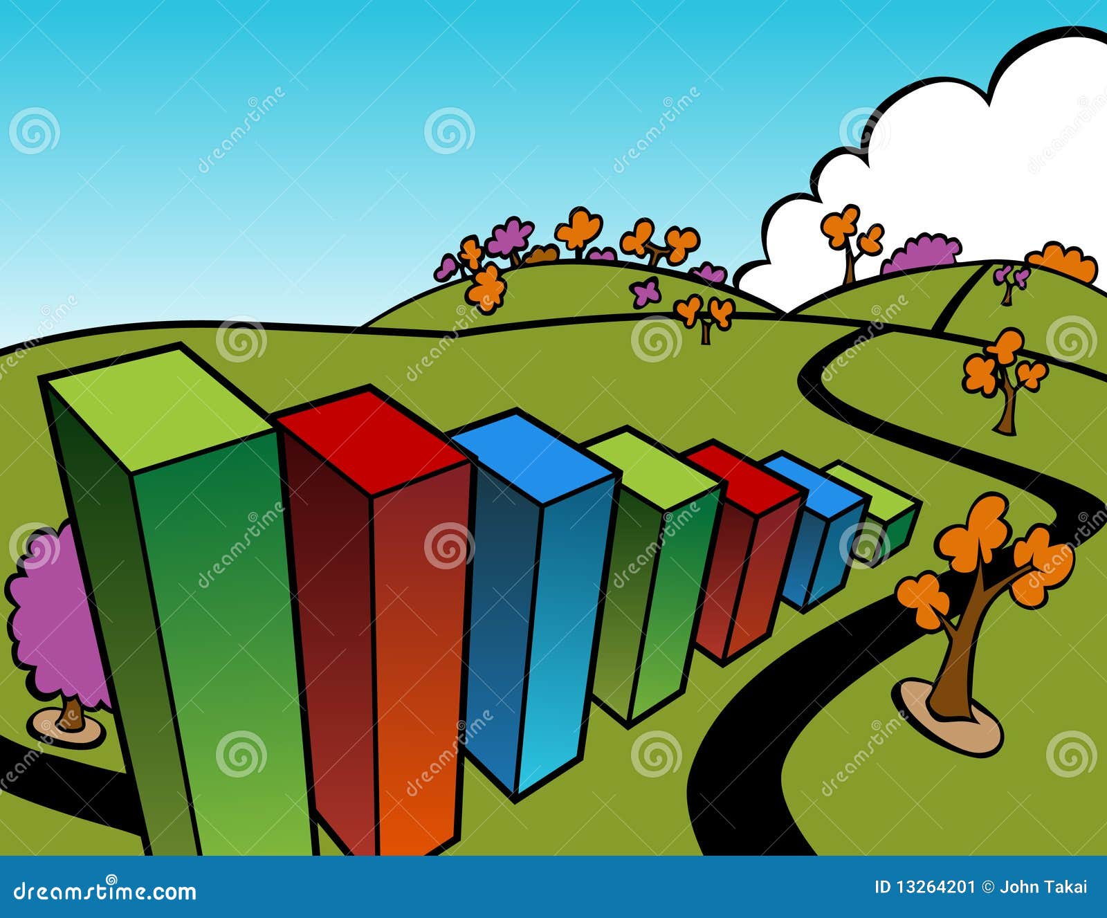 Financial Landscape stock vector. Illustration of charts - 13264201