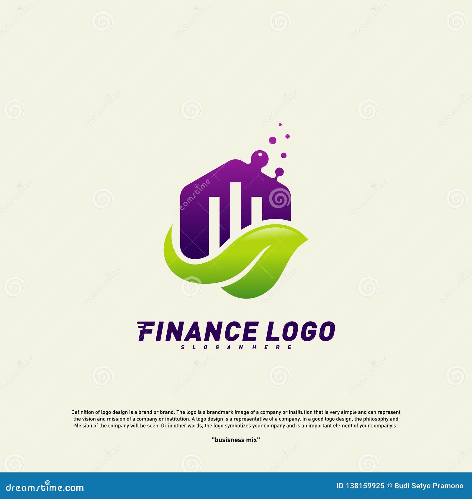Financial with Leaf Logo Design Concept. Green Finance Logo Template ...