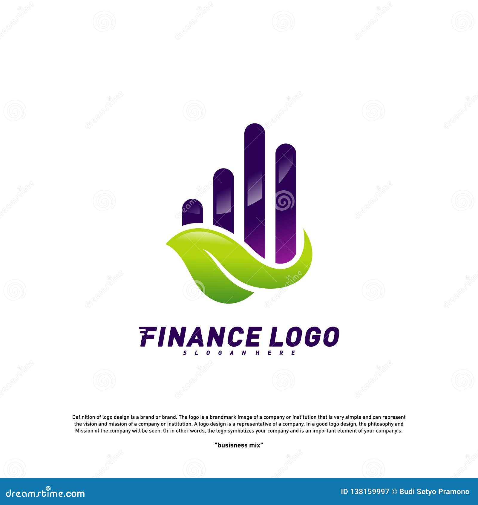 Financial with Leaf Logo Design Concept. Green Finance Logo Template ...