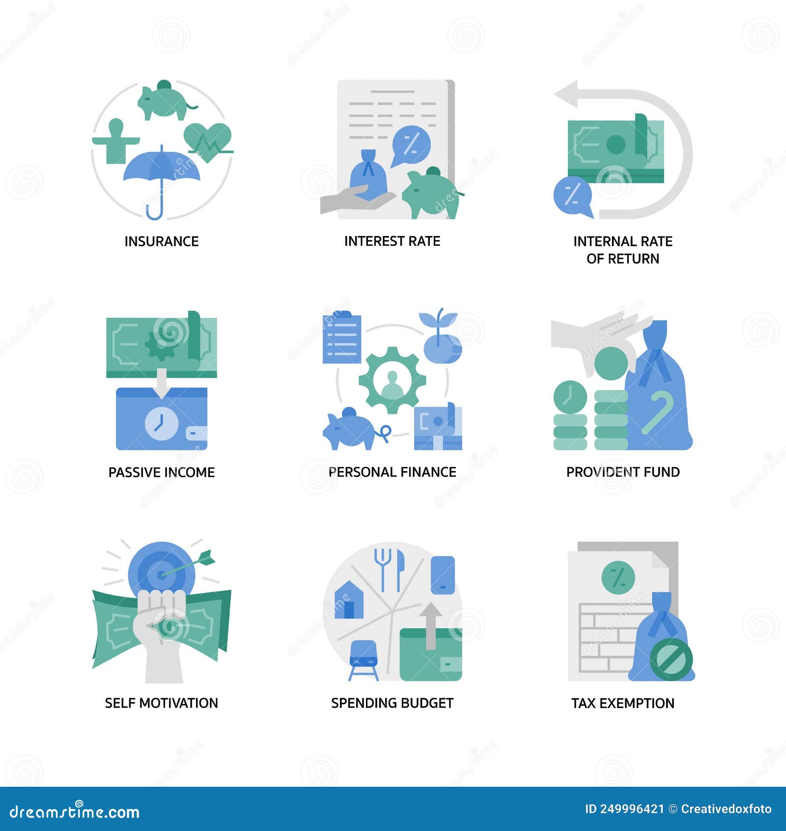Financial Literacy Icon Set Stock Vector - Illustration of flat ...