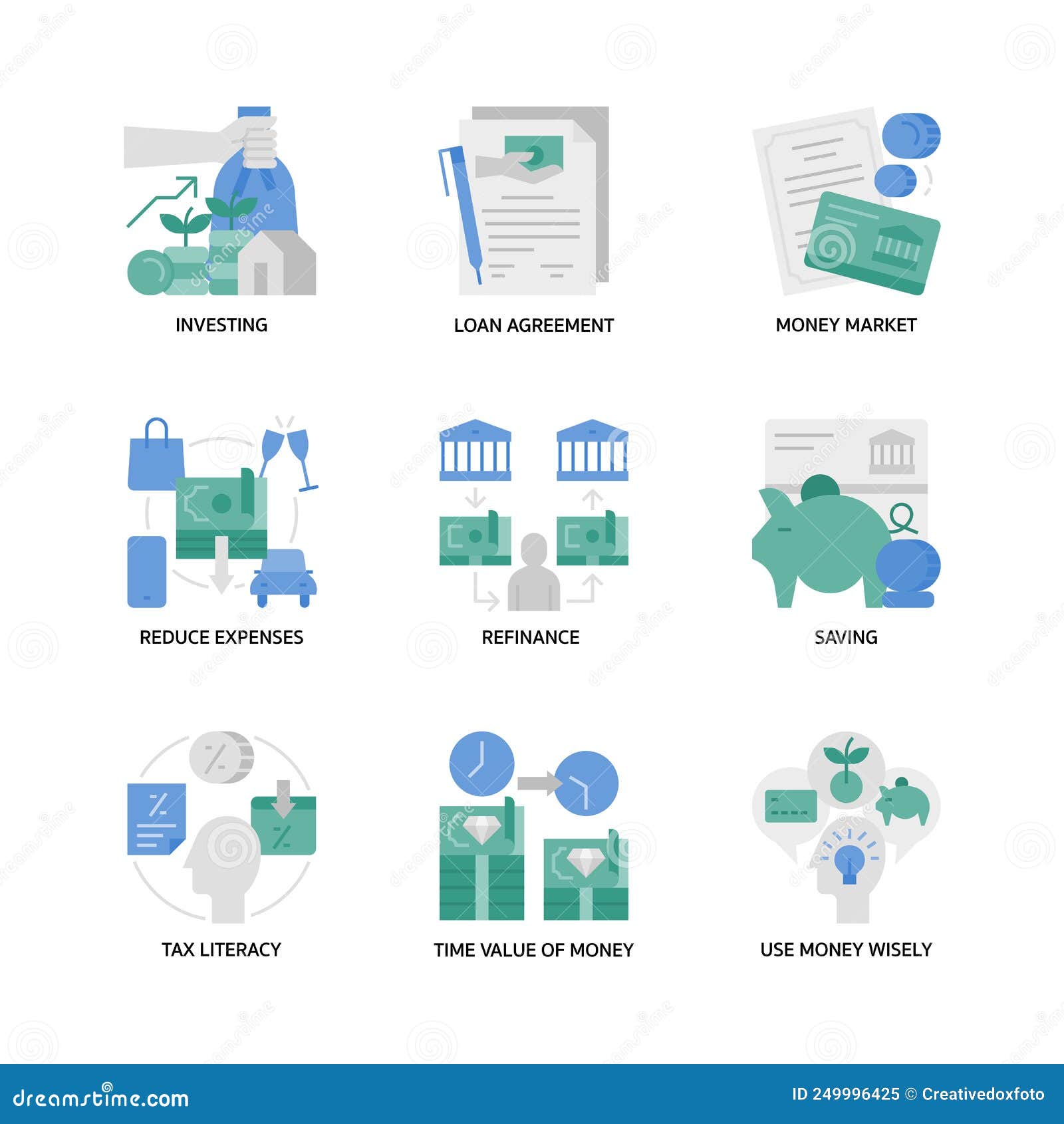 Financial Literacy Icon Set Stock Vector - Illustration of economy ...