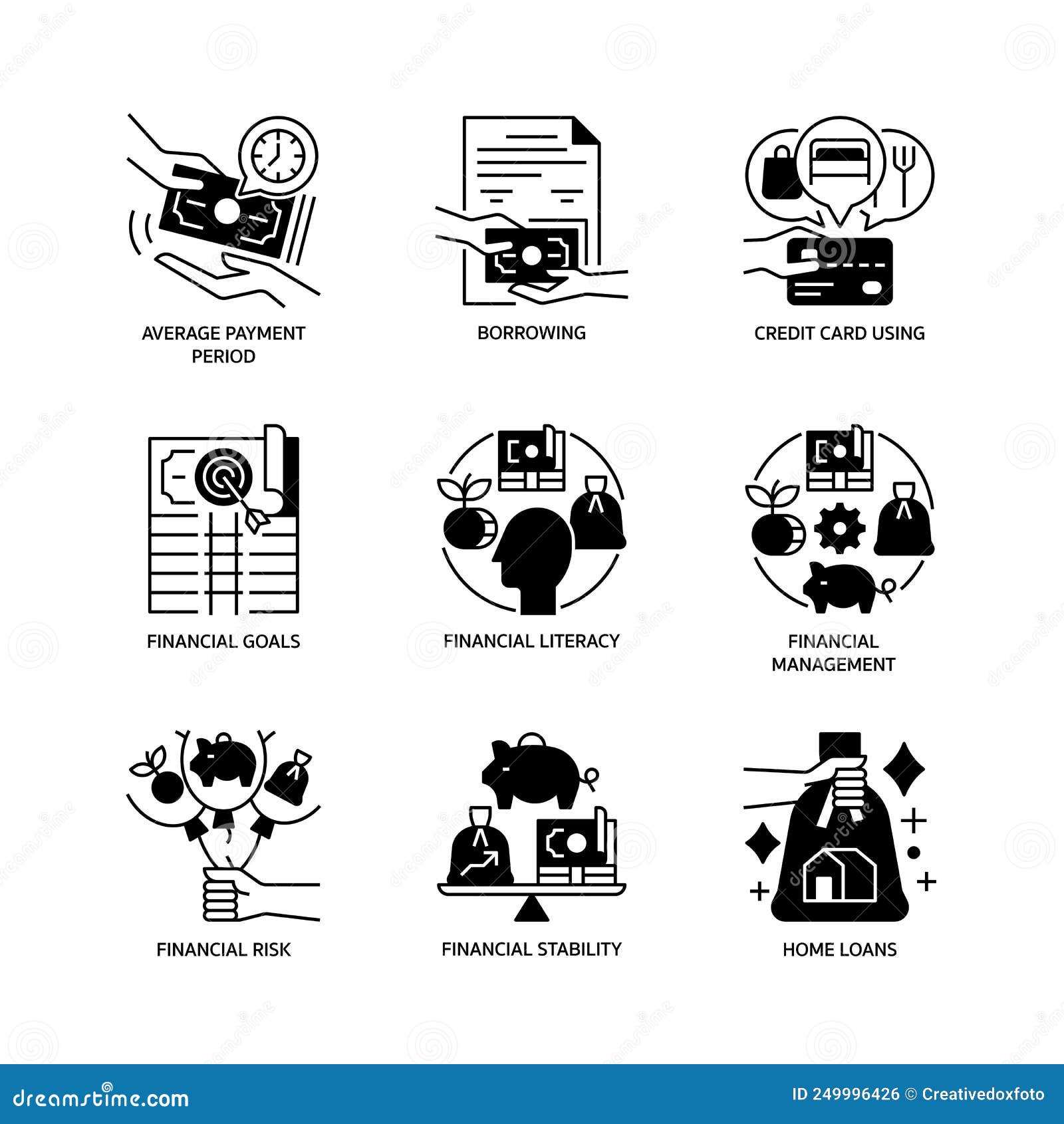 Financial Literacy Icon Set Stock Vector - Illustration of vector ...